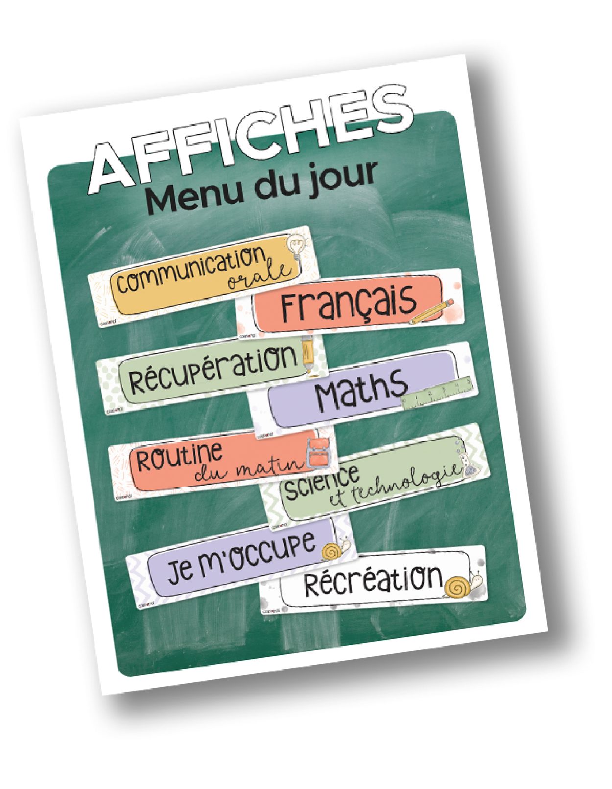Outil pour les profs: Le menu du jour - Colle à moi
